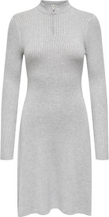 Only Onldee Hazel L/S Nca KNT Robe zippée Keid, Gris Clair chiné, L Femme