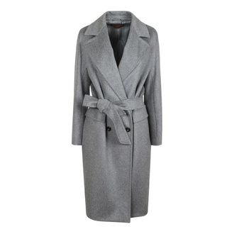 Max Mara Femme, Manteaux, Gris, Taille: 40 FR Manteau Gris en Laine et Cachemire Croisé