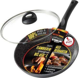 STONELINE CERAMIC Po&ecirc;le &agrave; frire 24 cm | avec couvercle - Noir