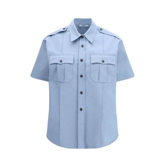 Prada Baumwoll-Kurzarmhemd - - Blouses & Shirts - Damen - Blau - S