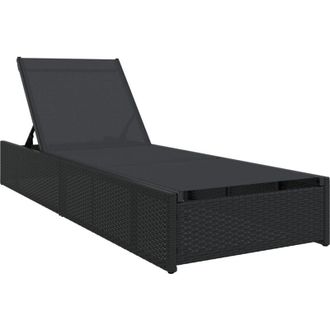 vidaXL Vidaxl - Sonnenliege mit Kissen Schwarz 60 x 200 x 27cm Poly-Rattan