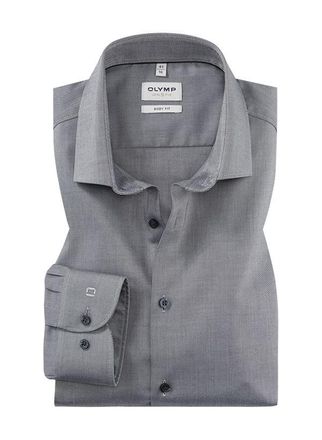 Olymp Herren Hemd grau Baumwoll-Stretch