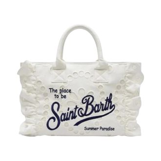 MC2 Saint Barth Femme, Sacs, Blanc, Taille: ONE Size Colette Volant N Hand Bag With Sangallo Shoulder Strap