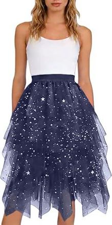 Generic Jupe en tulle longue bouffante pour femme - Costume de carnaval des ann&eacute;es 50 - Jupe en maille avec costume &eacute;lastique - Robe de carnaval - Robe de f&eacute;e