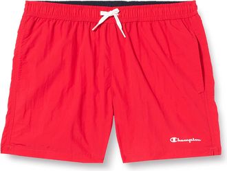 Champion Legacy Beachshorts AC Small Logo Badeshorts f&uuml;r Herren, Intensives Rot, Small