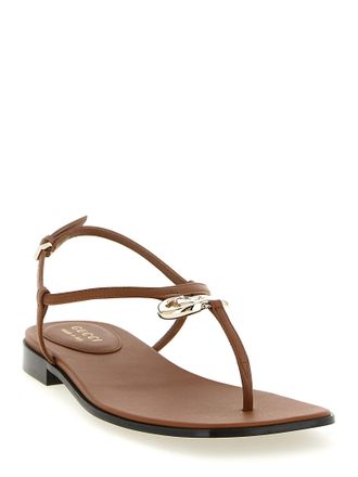 Gucci Womens Brown Calfskin Flat Sandals