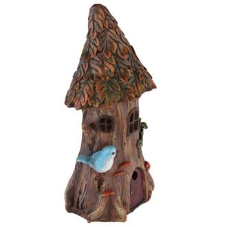 Globo Lighting Feenhaus f&uuml;r den Garten Solar Solardeko f&uuml;r Au&szlig;en Garten Solarleuchten f&uuml;r Au&szlig;en Deko Figur, Baumstamm Haus, 1x LED warmwei&szlig;, H 23 cm