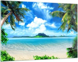 Arttor Wandbilder Dekoration Wohnzimmer Strand Urlaub Insel Palme Bilder auf Glas 120x80cm Glasbild Schlafzimmer K&uuml;che Deko Wand Kunstdruck Art Gro&szlig; XXL Wand