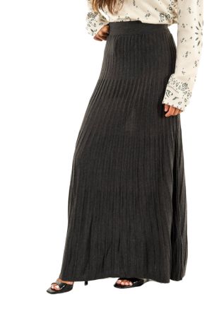 Only Damen ONLTESS Long Skirt KNT Rock, Dark Grey Melange, 44