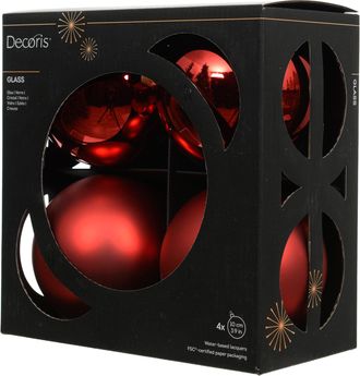 Kaemingk Weihnachtskugeln Glas 10cm 4 Stück - matt & glänzend - Große Christbaumkugeln Weihnachtsbaumkugeln für Weihnachten - Christbaumschmuck & Weihnachtsbau