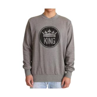 Dolce & Gabbana Pull-over en coton Crown King - Homme - Sweatshirts et sweats &agrave; capuche - Gris - Taille: S