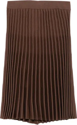 MRZ jupe en maille &agrave; design pliss&eacute; - Marron