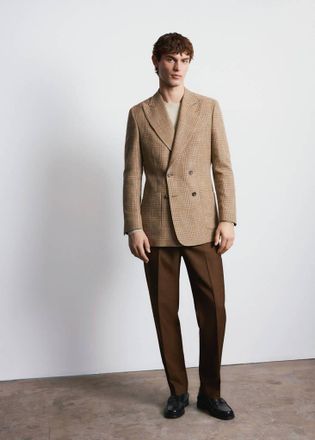 Mango Blazer slim-fit crois&eacute; tissu Lanificio Campore orange - Homme - 46 - MANGO MAN