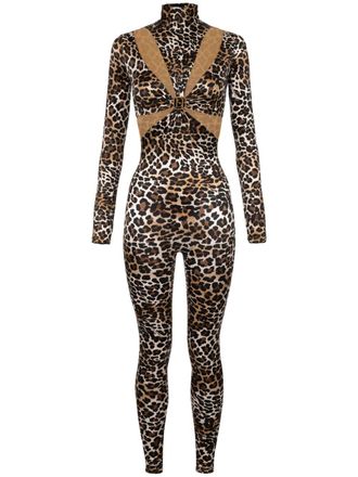 Elisabetta Franchi Jumpsuit mit Leoparden-Print - Braun