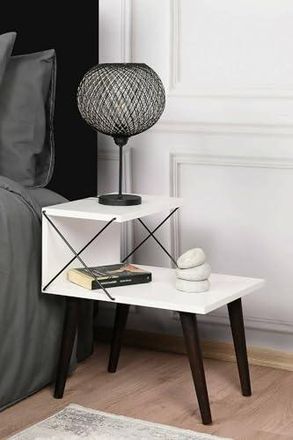 Dmora Nachttisch Astraea 50x40x55h cm Wei&szlig;, Oberseite Wei&szlig;