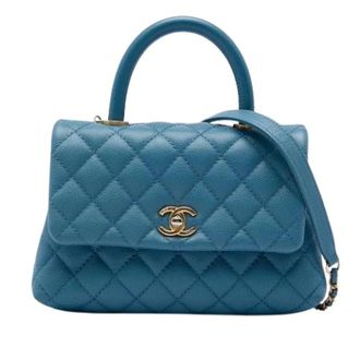 Chanel Pre-owned Sac bandouli&egrave;re matelass&eacute; en cuir caviar - Femme - Pre-owned - Bleu - Taille: ONE Size