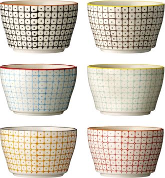 Bloomingville Schalen Carla, rot orange blau grün, Keramik, 6er Set, 11cm