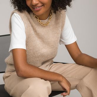 La Redoute Collections Pull Sans Manches Col Rond En Alpaga M&eacute;lang&eacute;