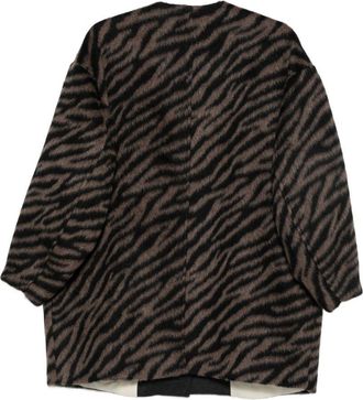 Alysi Tiger-Print Brushed Wool Coat - Brown