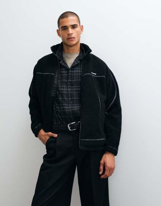 Obey veste zipp&eacute;e sherpa noire
