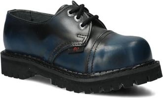Nagaba Chaussures à Embout dAcier - Mocassins Unisexes pour Féminins - 3 Trous - avec Embouts dAcier - Cuir Lisse avec Semelle intérieure en Cuir - Bleu Mari