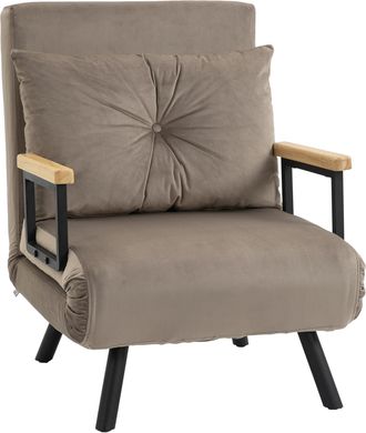 HOMCOM Schlafsessel 4 in 1 Sessel mit Schlaffunktion, 183 x 63 cm Klappbar Schlafsofa mit 5-stufig Verstellbarer R&uuml;ckenlehne, Armlehne, Lendenkissen Samtopti