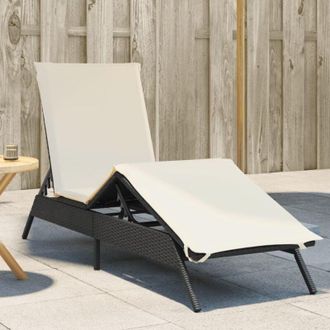 vidaXL Sonnenliege mit Auflage Schwarz Poly-Rattan Vidaxl