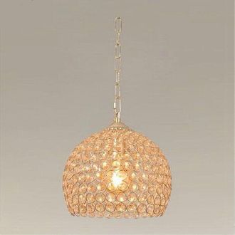 Trade Shop Lampadario Sospeso Tondo Cupola Cristalli Lampada Mezza Sfera Luce E27 Oro 32347