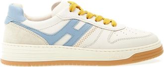 Hogan Low-Top Sneaker - White Leather Basket Sneakers Light Blue - Gr. 5 - in Wei&szlig; - f&uuml;r Damen