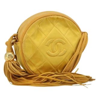 Chanel Sac bandouli&egrave;re vintage en satin pr&eacute;-poss&eacute;d&eacute; - Femme - Pre-owned - Jaune - Taille: ONE Size