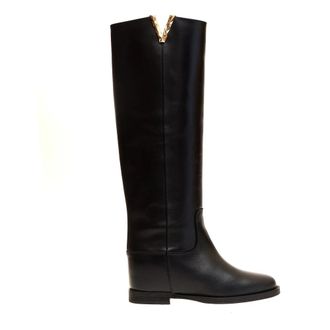 Via Roma 15 Schwarzer Leder V-Cut Stiefelette - - Shoes - Damen - Schwarzk - 41 EU