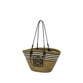 Loewe Panier Anagram moyen en palmier Iraca et cuir de veau