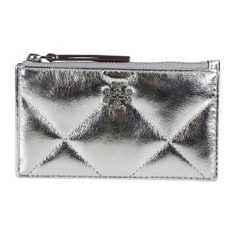 Tory Burch Matelass&eacute; Metallic Leder Portemonnaie - - Accessories - Damen - Grau - ONE SIZE