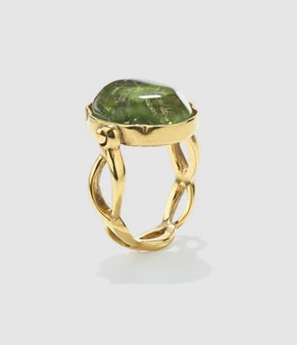 Goossens Paris Bague Cabochon Ovale Cristal de Roche Vert