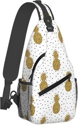 Generic Sacoche Port&eacute; &eacute;paule Ananas &agrave; paillettes dor&eacute;es L&eacute;ger Sac Bandouli&egrave;re Mode Cross Body pour Cyclisme Randonn&eacute;e Femme