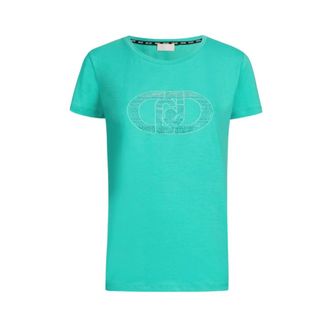 Liu Jo Femme, Tops, Vert, Taille: 40 FR T-shirt avec logo et pierres pr&eacute;cieuses