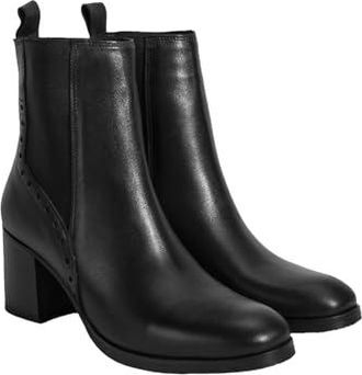 Desa Bottines pour Femme - Tige en Daim, Talon Bloc, Lacets &eacute;lastiques, Respirantes et r&eacute;sistantes &agrave; la Pluie | Noir - 36