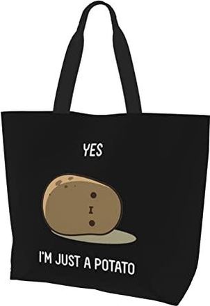 AOOEDM Yes, I Am Just A Potato Ladies Canvas Tote Sac &agrave; provisions r&eacute;utilisable