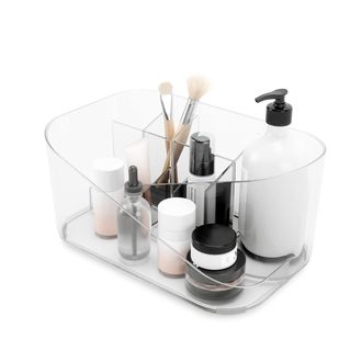 Umbra Glam Kosmetik Organizer, Accessoire Aufbewahrung, Make Up Aufbewahrungsbox mit herausnehmbarem Innenteil, Transparent, Einheitsgr&ouml;sse