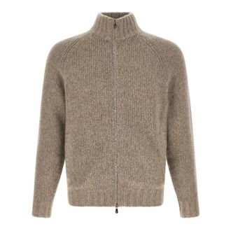 Brunello Cucinelli Strickjacke mit hohem Kragen und Rei&szlig;verschluss - - Knitwear - Herren - Beige - L