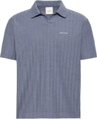 Calvin Klein Polo ray&eacute; &agrave; manches courtes en coton m&eacute;lang&eacute;