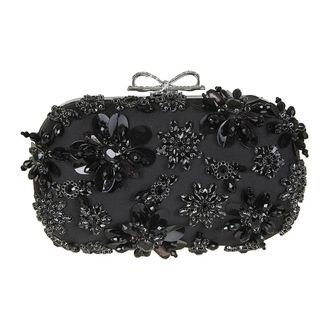 Self Portrait Femme, Sacs, Noir, Taille: ONE Size Pochette de soir&eacute;e florale en satin