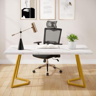 Tribesigns Tribesigns Bureau dordinateur - 140 x 80 cm - Table dordinateur - Table de conf&eacute;rence pour la maison, le bureau &agrave; domicile, le bureau - Blanc et