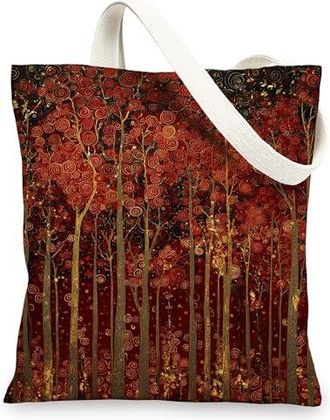 Generic Sacs fourre-tout en toile artistique, sacs de courses réutilisables, élégants et légers et lavables avec bandoulière, Rouge, 13x15 Inch