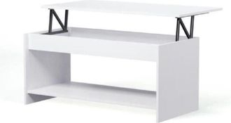 Les Tendances Table basse relevable - Style contemporain blanc mat - L 100 x P50 x H44cm - HAPPY
