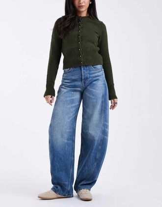 Tommy Jeans Ella - Barrel-Jeans in mittlerer, verblasster Waschung mit mittelhohem Bund-Blau