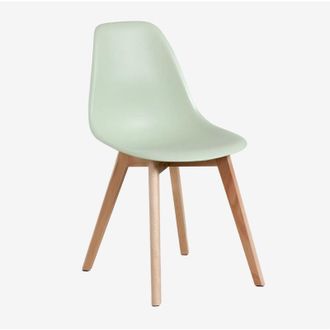 Sklum Sklum - Pack de 2 chaises de salle &agrave; manger en polypropyl&egrave;ne et bois de h&ecirc;tre Scand Nordic C&eacute;ladon