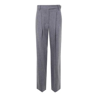 Brunello Cucinelli Femme, Pantalons, Gris, Taille: 40 FR Pantalon de laine pliss&eacute;