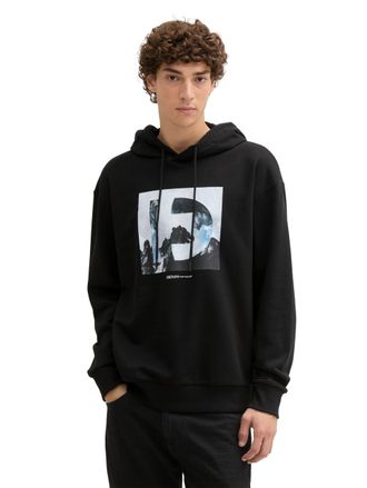 Tom Tailor Herren Hoodie Sweatshirt mit Fotoprint, 29999 - Black, M
