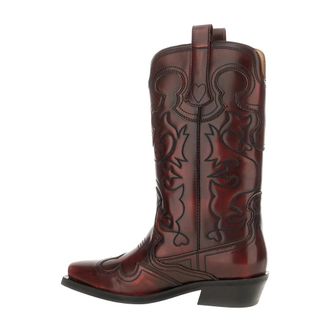 Ganni Femme, Chaussures, Rouge, Taille: 41 EU Bottes Western Mi-Mollet Brod&eacute;
